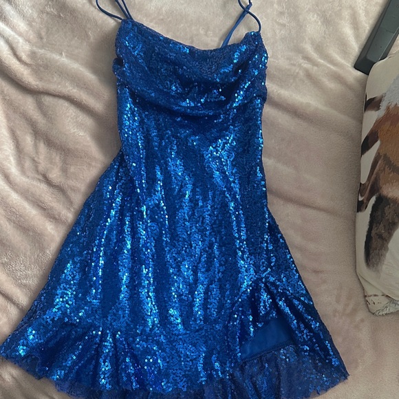 Princess Polly | Dresses | Princess Polly Blue Sequin Mini Dress | Poshmark